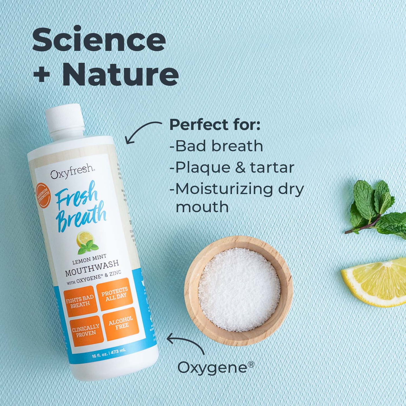 Get Rid Of Bad Breath with Lemon Mint Alcohol Free Mouthwash